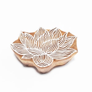 Wooden Printing Block Lotus Block for Printing Fabric, Clay, Henna and ...