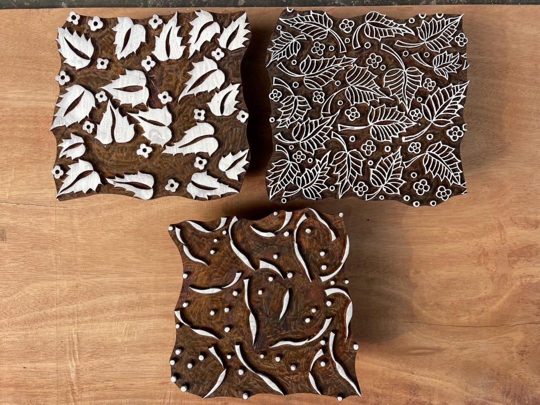 Wooden Printing Block in 3 Color Fabric Printing Block Filling Color ...