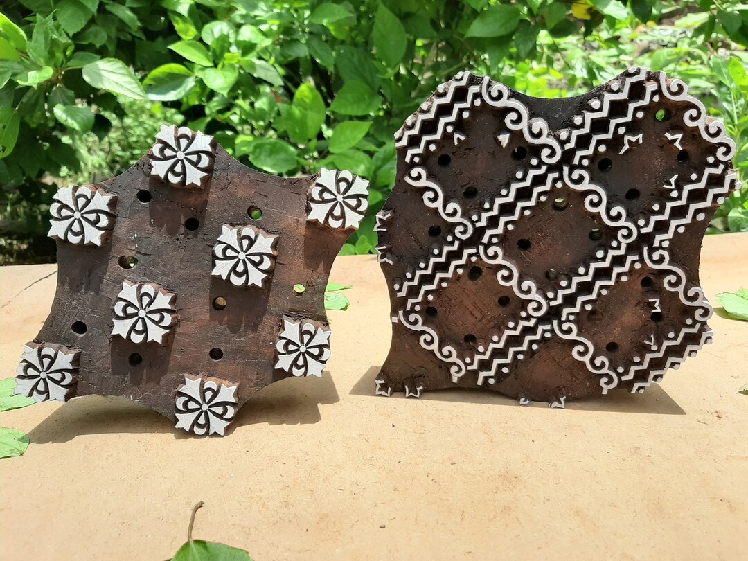 Double Color Printing Block, Fabric Printing Block, Henna Block, Clay ...