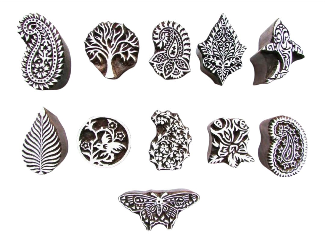 Wooden Henna Printing Block Stamp Tattoo Wood Block Stamp Fabric ...