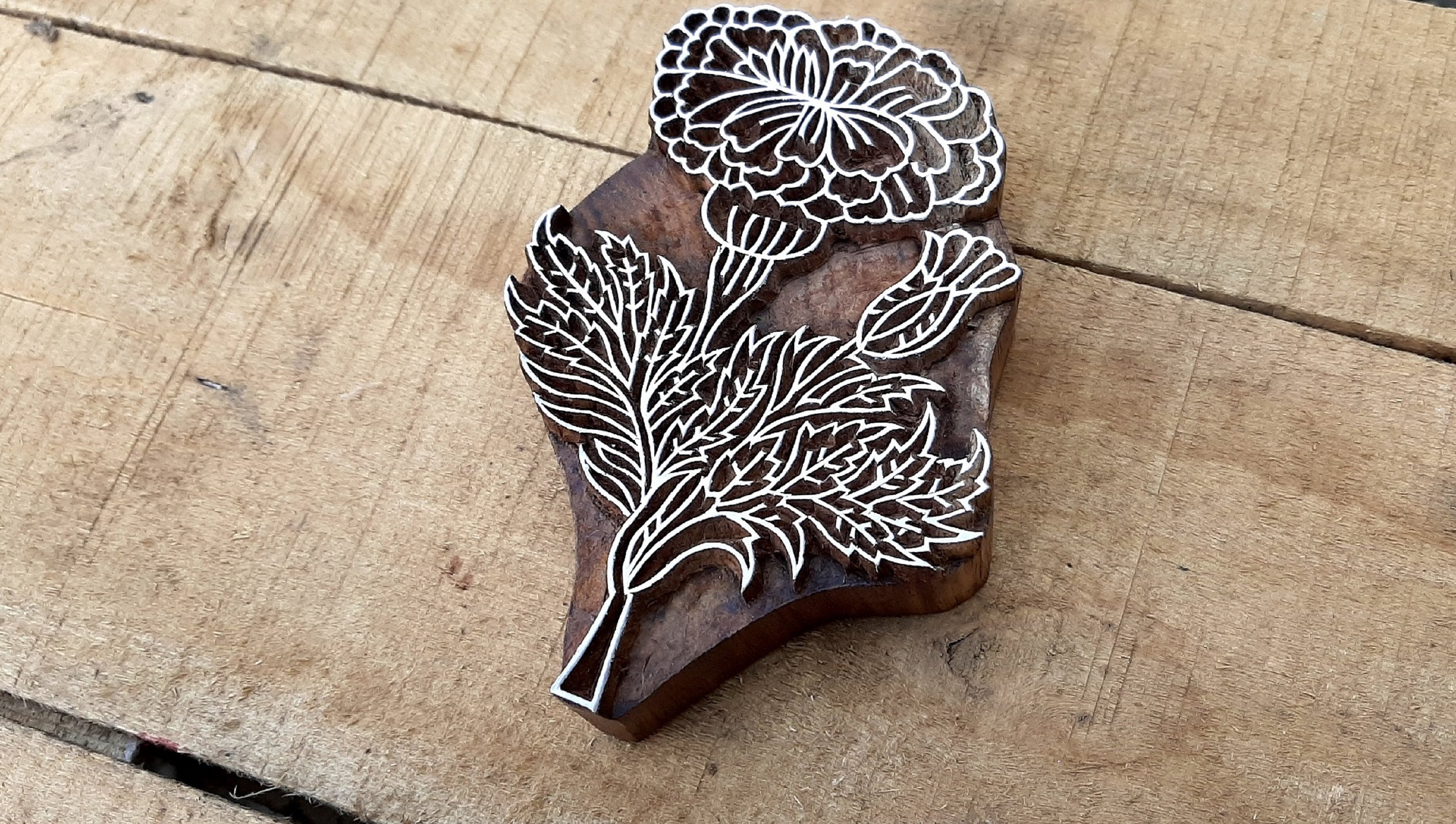 Marigold Flower Design Printing Stamp Fabric, Henna ,tattoo, Clay ...