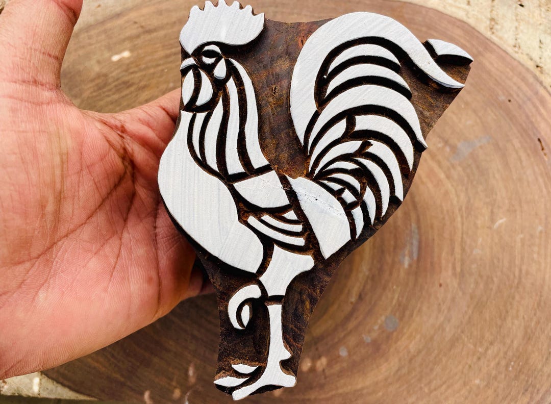Wooden Printing Block Chicken Children Printing Block Learning Stamp ...