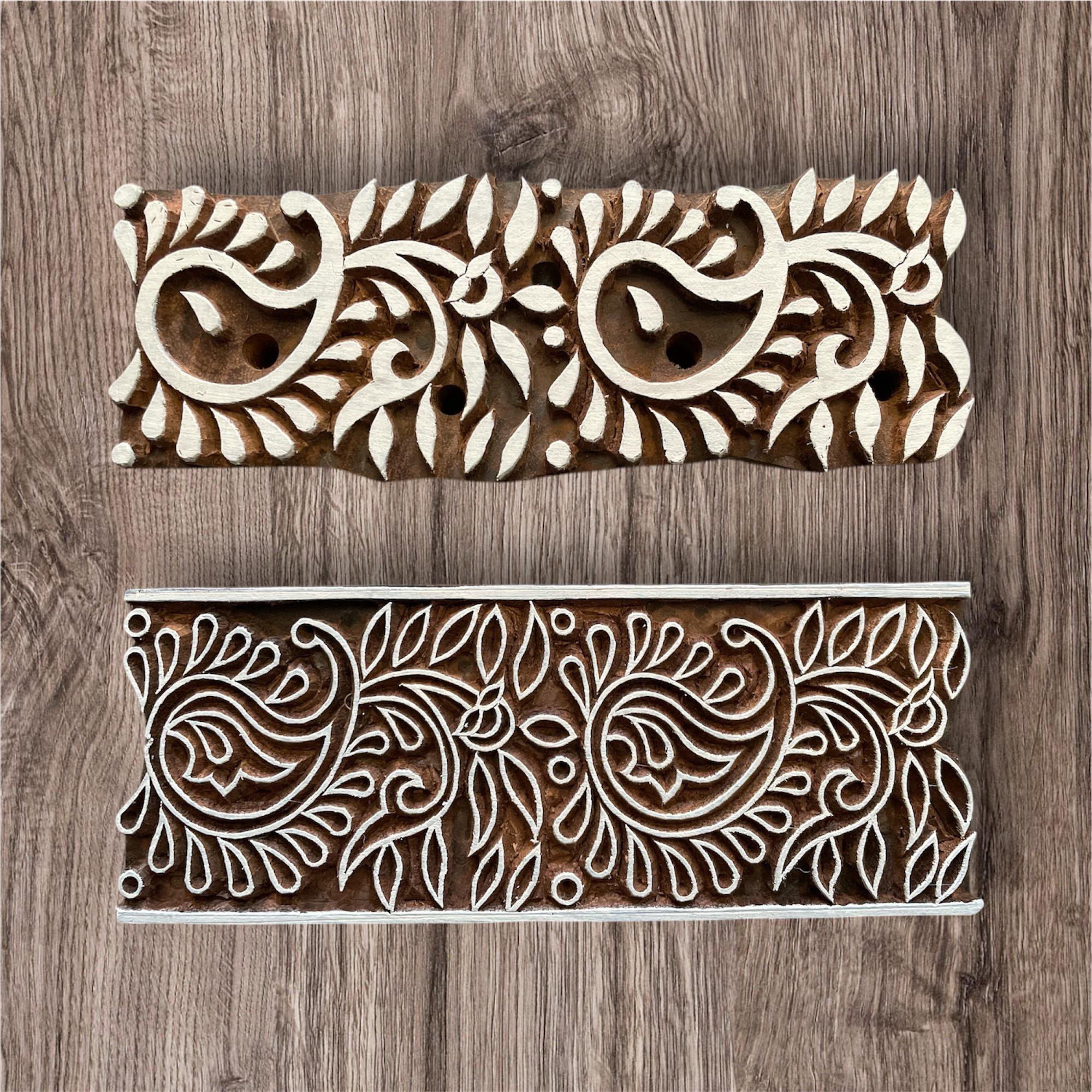 Wooden Printing Block Border | Hand-carved Indian Textile Stamps | Two ...