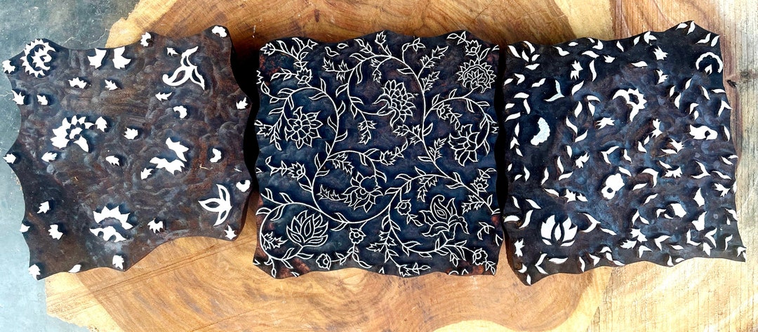 Wooden Printing Block in Three Color Filler Block Stamps Fabric ...