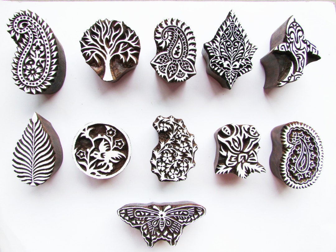 Wooden Henna Printing Block Stamp Tattoo Wood Block Stamp Fabric ...