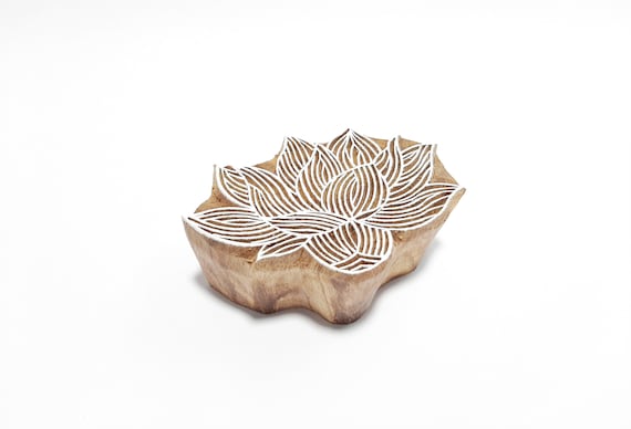 Wooden Printing Block Lotus Block for Printing Fabric Clay | Etsy