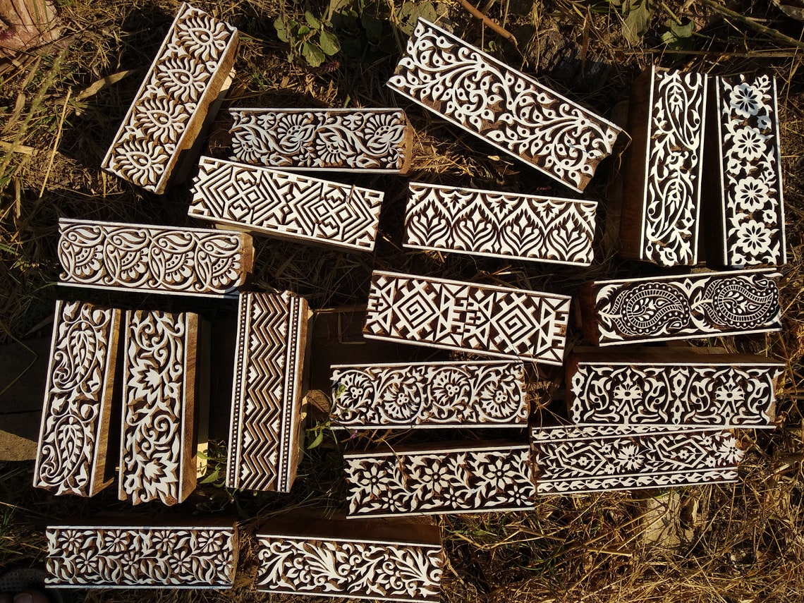 Border Printing Block Set of 19 Blocks Fabric Printing Block | Etsy