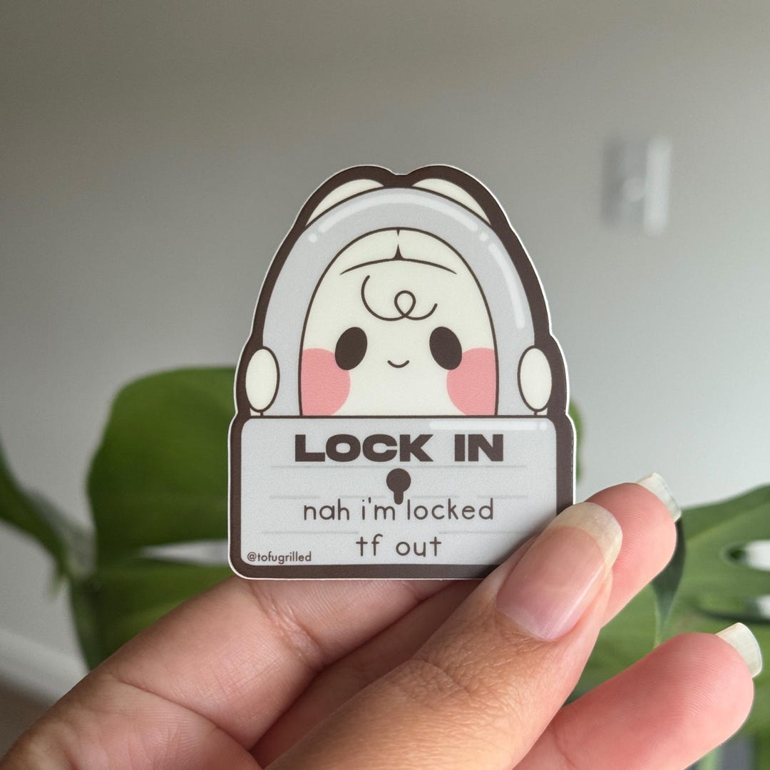 Lock in Funny Bunny Sticker Waterproof Vinyl Laptop Sticker - Etsy