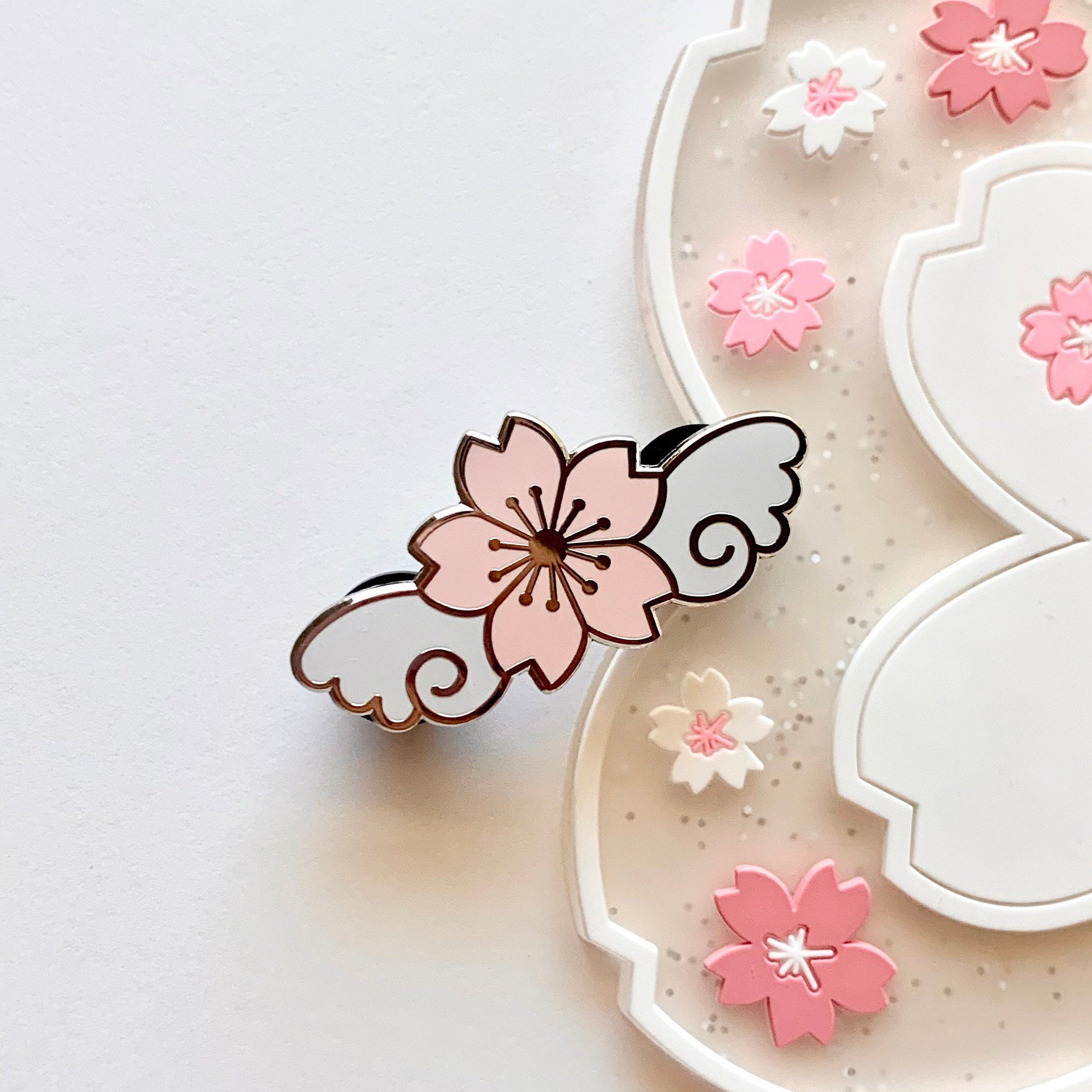 Hard Enamel Angelic Sakura Pin - Etsy