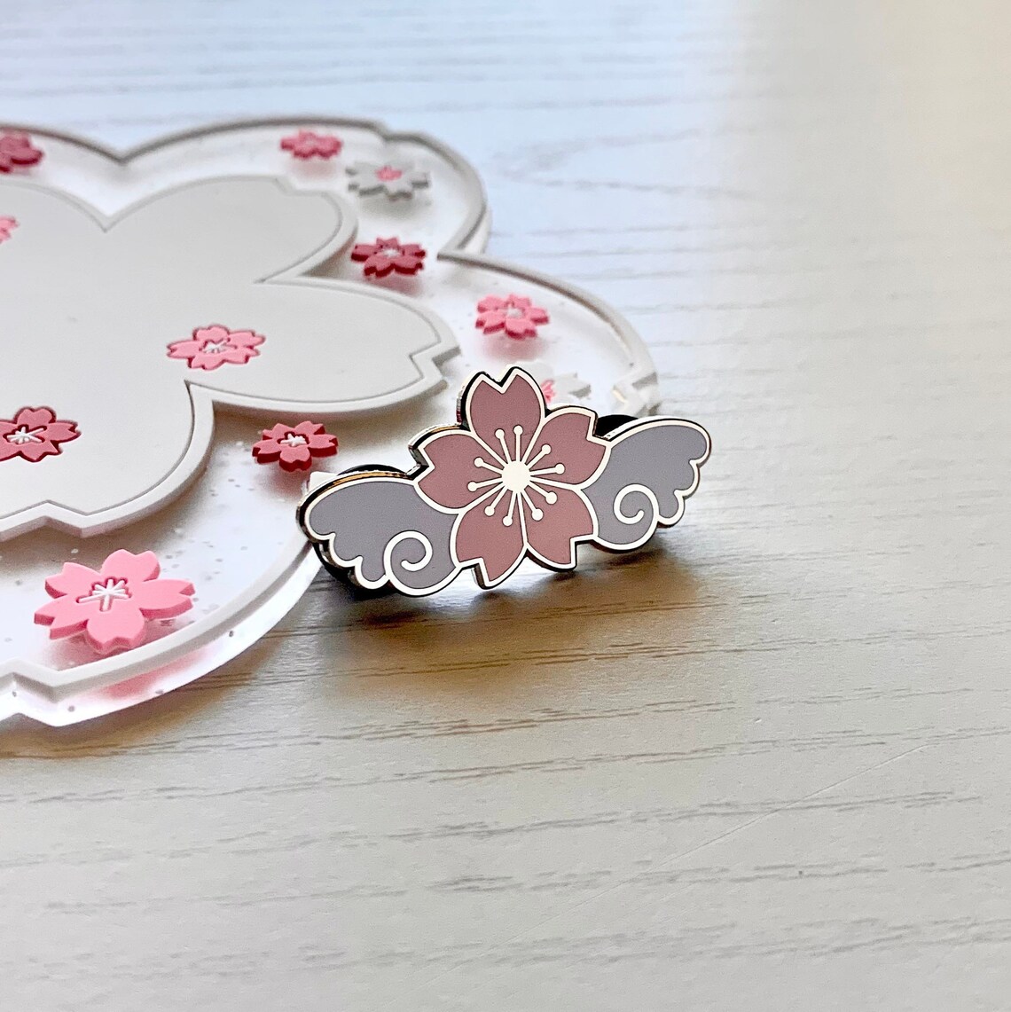 Hard Enamel Angelic Sakura Pin - Etsy