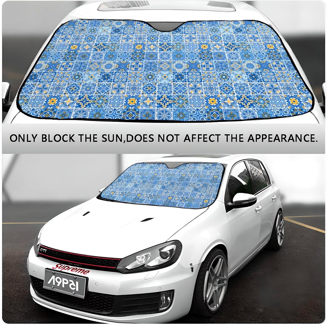 Beautiful Moroccan Oriental Ethnic Pattern Tiles Car Sun Shade Blue Car ...