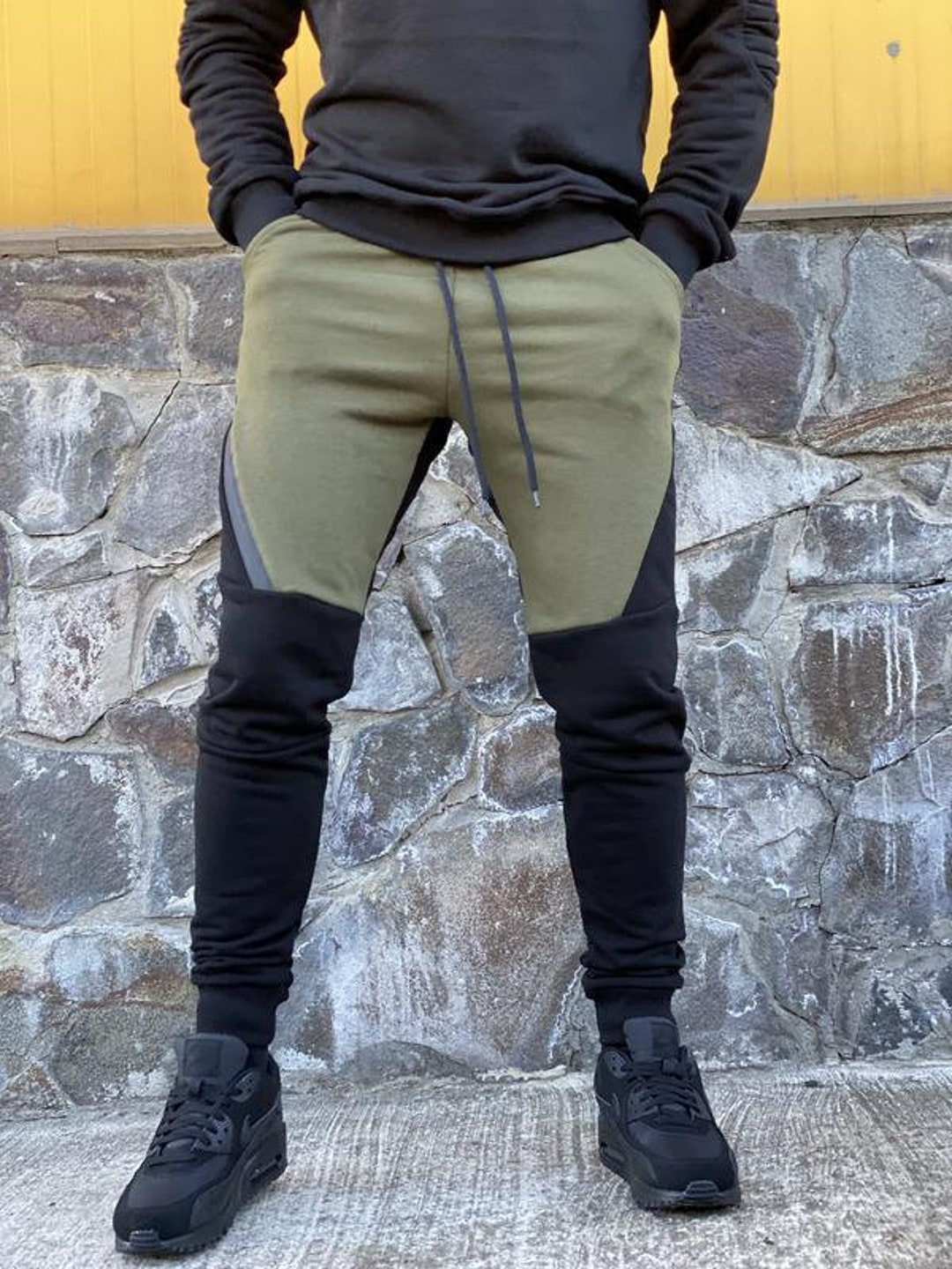 Sweatpants With Cut on the Knee, Street Wear, Stitching Pants, Street ...