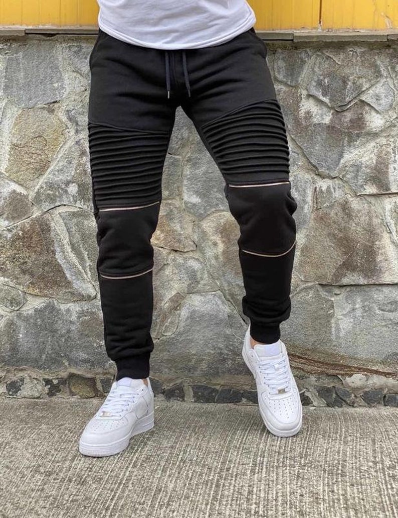 Sweatpants with ribbed and zipper on the knee | Etsy