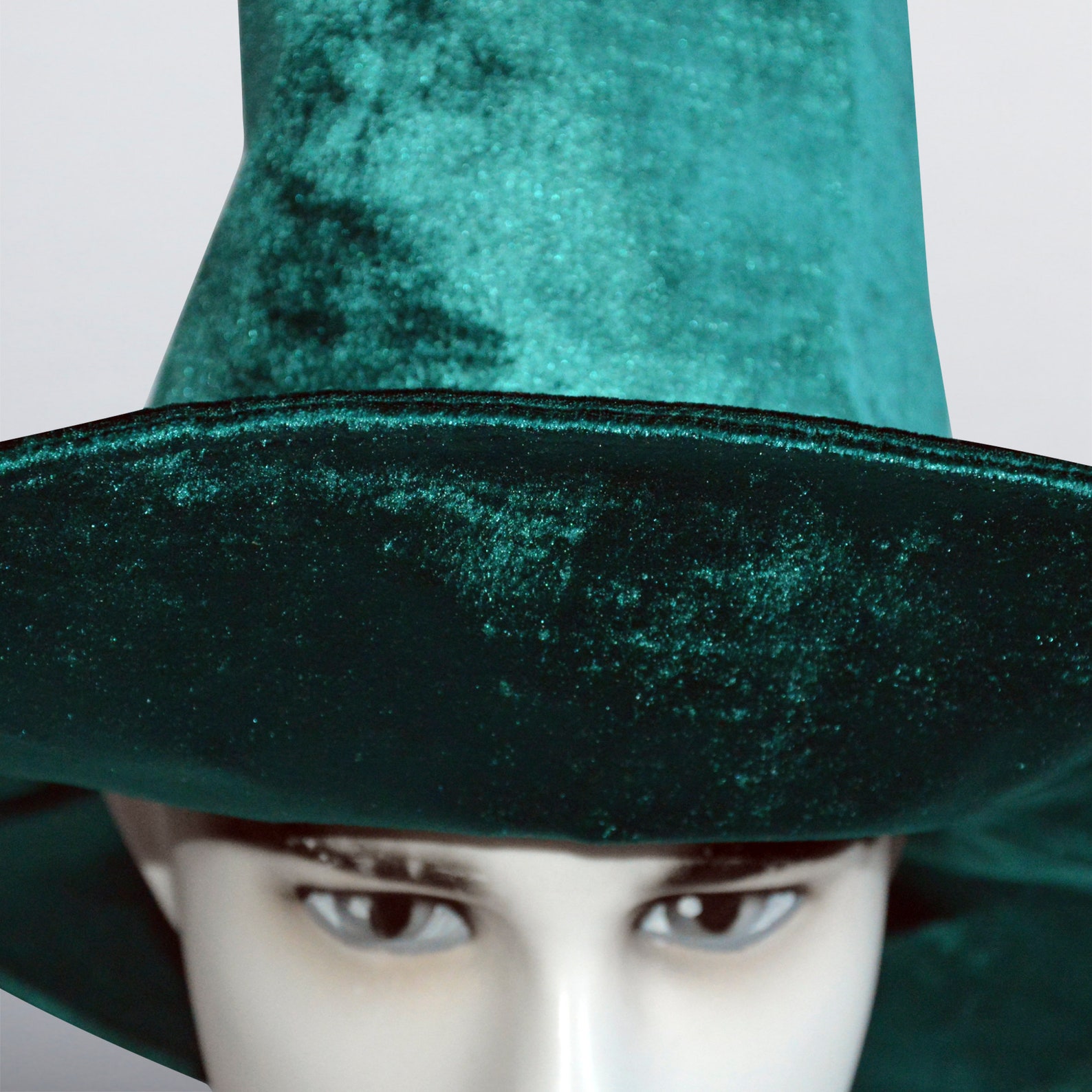 Green Velvet Hat. Wizard Hat Wide Brim Hat Witch or Wizard | Etsy