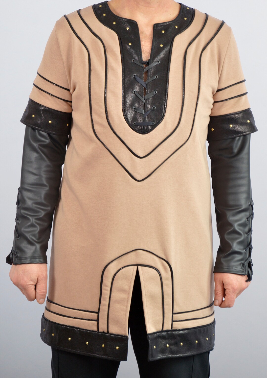 Medieval Viking Tunic for LARP Costume Cosplay. Beige Ornate Viking ...