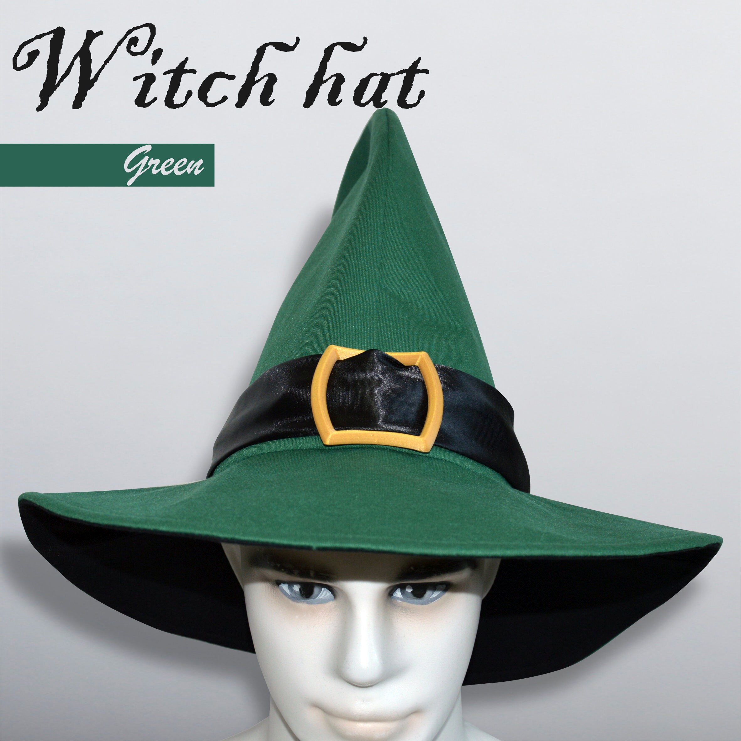 Witch hat green wizard hat cosplay wide brim hat. | Etsy