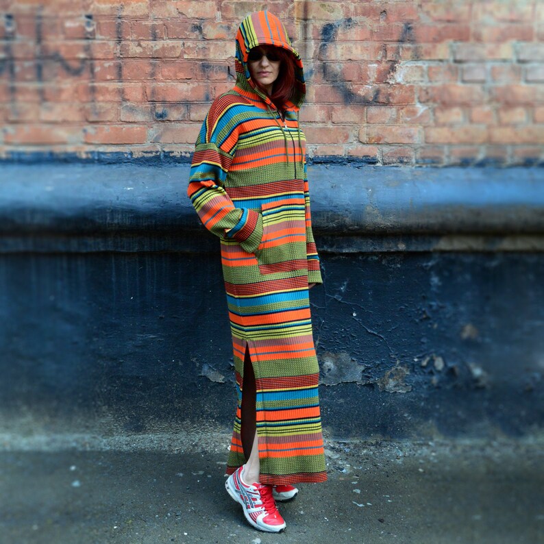 Multi Colored Hoodie With Pockets Dress Long Hoodie Hippie - Etsy