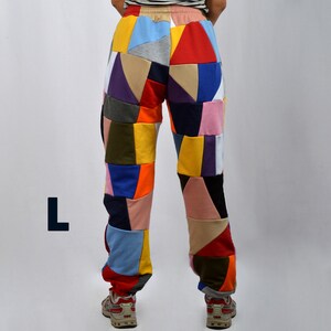 Unique Colorful Patchwork Sweatpants, High Quality Fabric Pants, Women ...