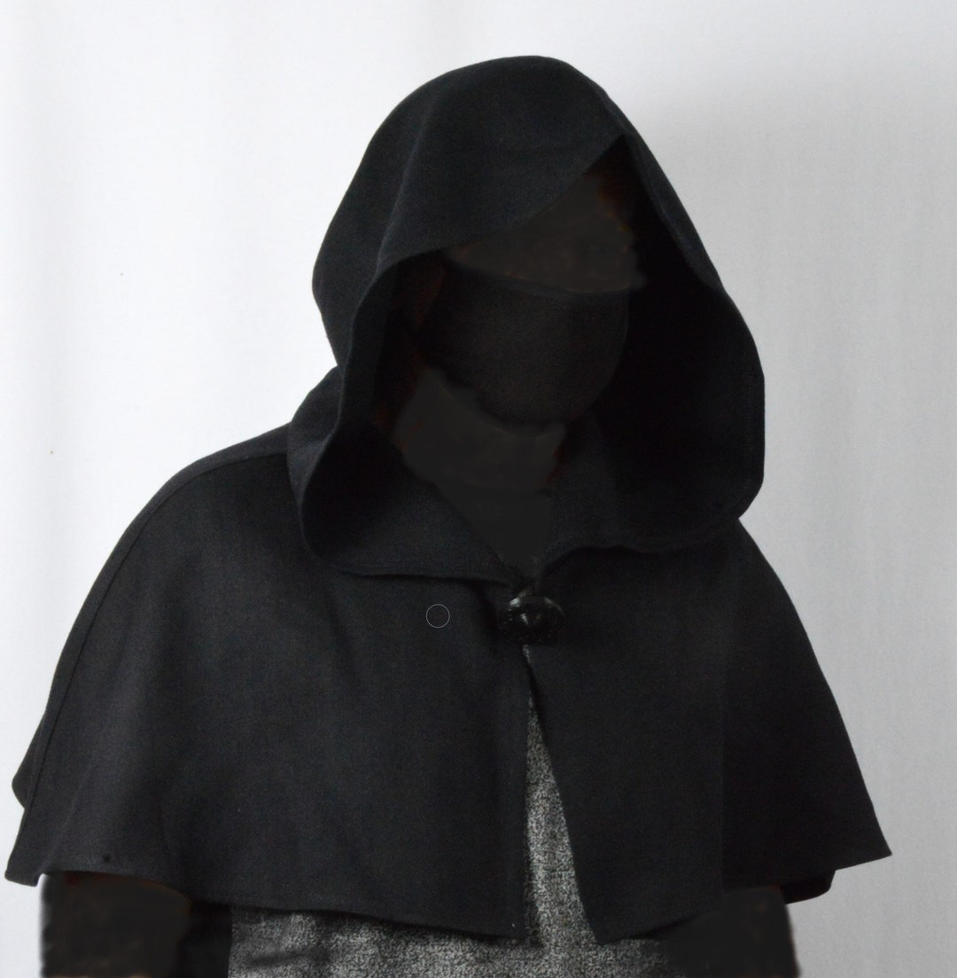 Medieval Black Viking Wool Hood, Knight, Hunter and Cosplay Costume of ...
