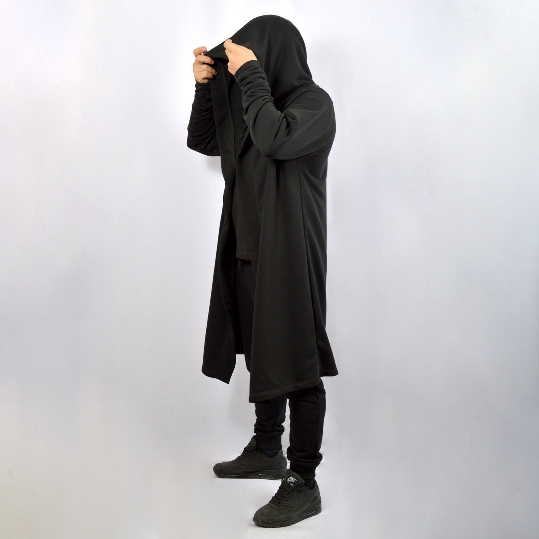 Long Cardigan With Hood Made of Cotton French Terry, Cool Hooded Coat ...