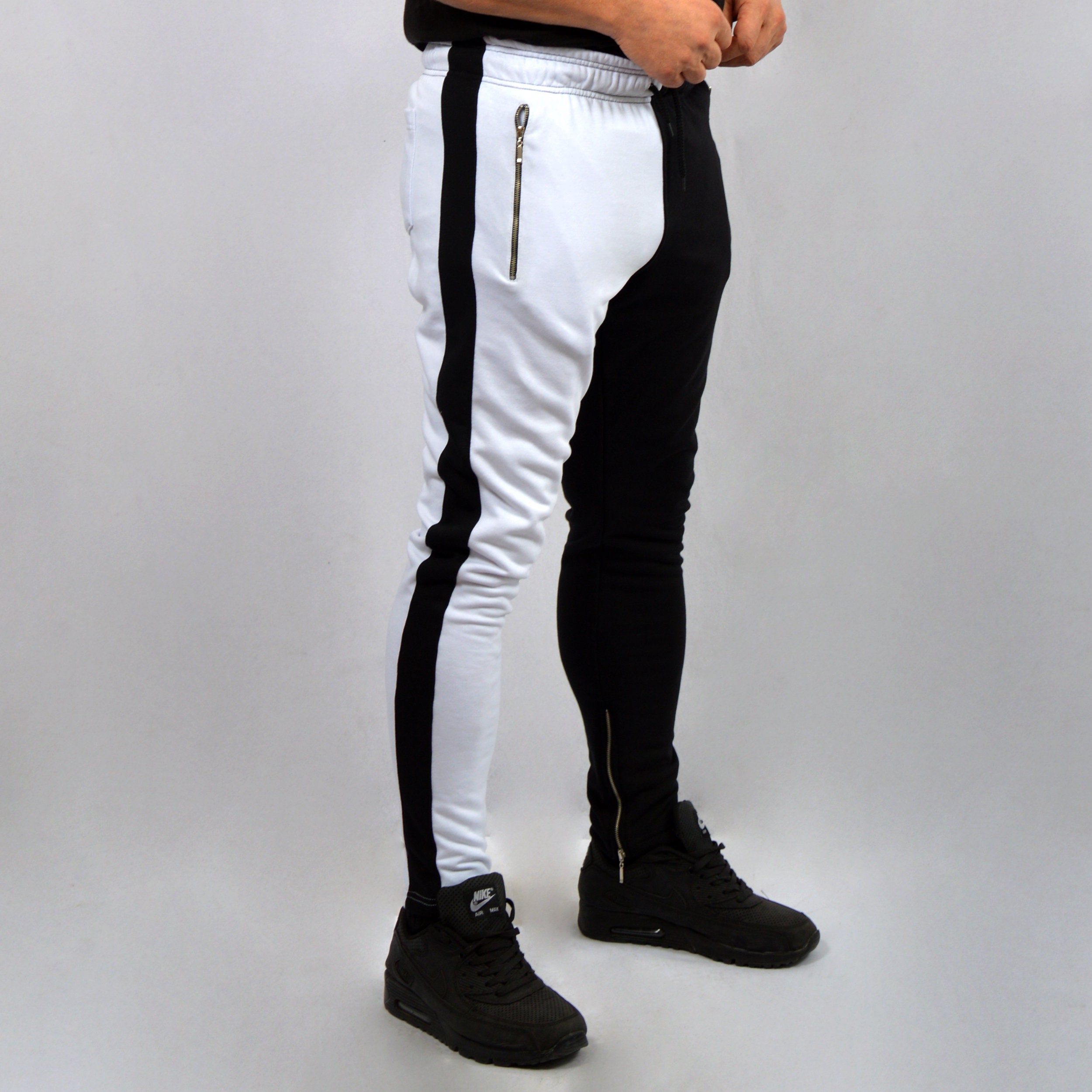 Two Tone Joggers for Men Gray or White and Black Gothic | Etsy
