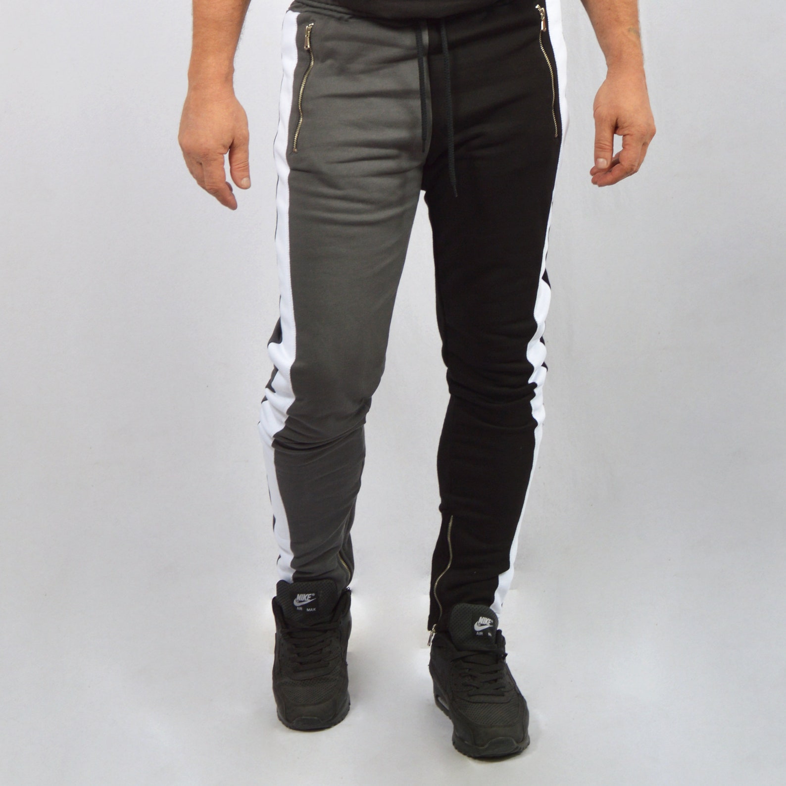Two Tone Joggers for Men Gray or White and Black Gothic | Etsy