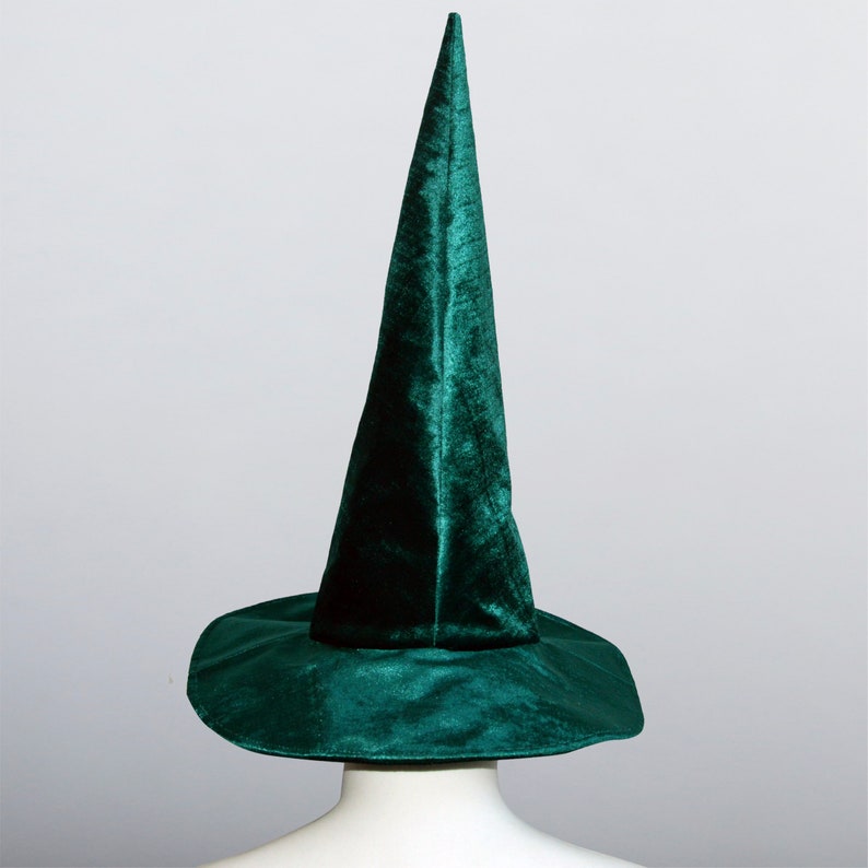 Green Velvet Hat. Wizard Hat Wide Brim Hat Witch or Wizard | Etsy