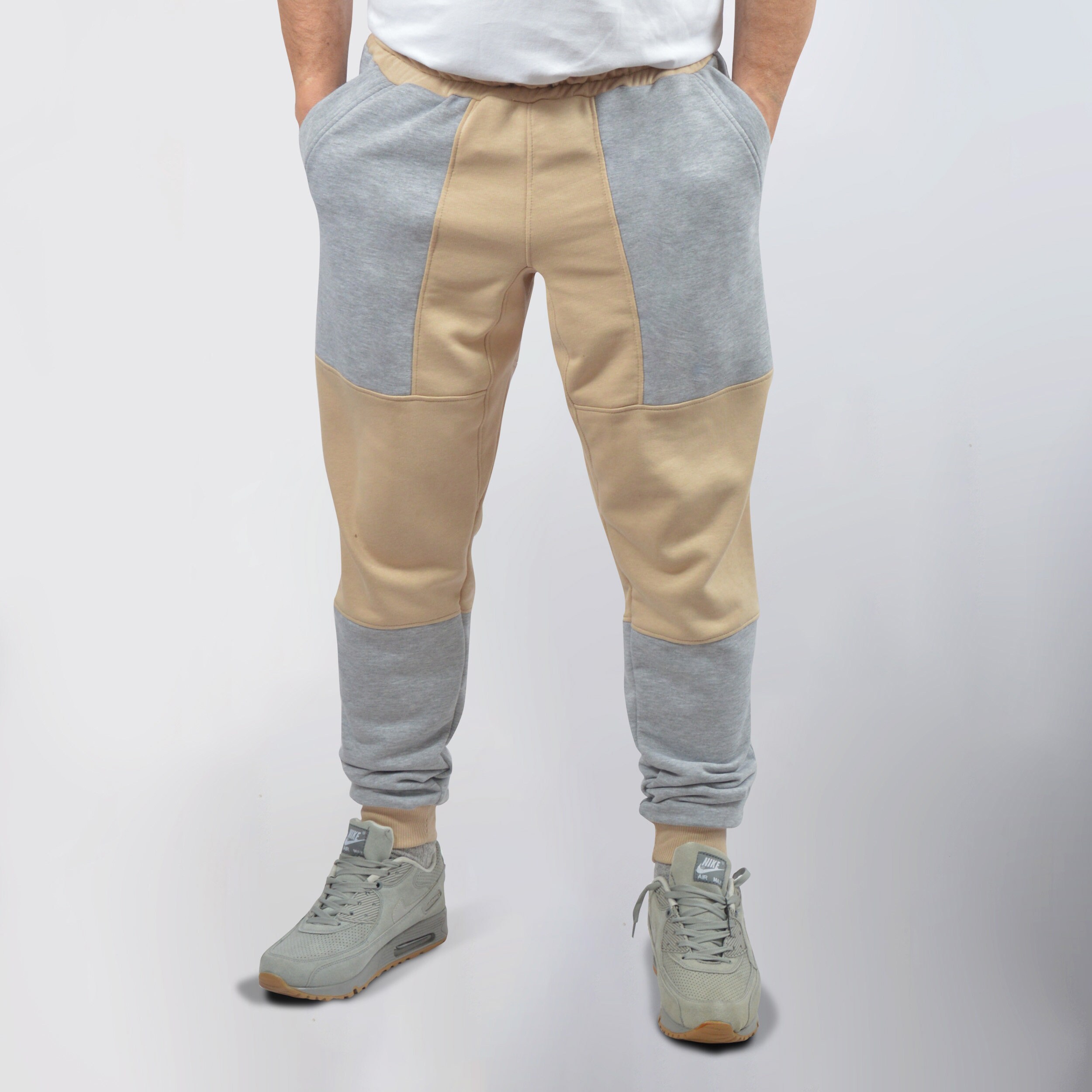Beige and Gray Patchwork Sweatpants for Spring and - Etsy