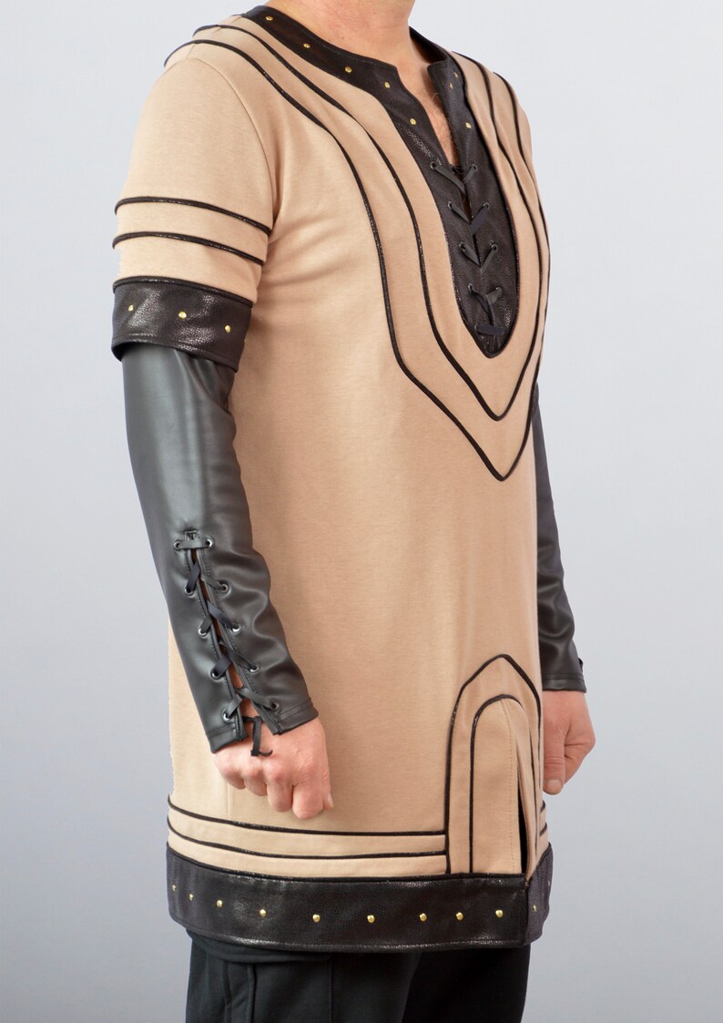 Medieval Viking Tunic for LARP Costume Cosplay. Beige Ornate - Etsy