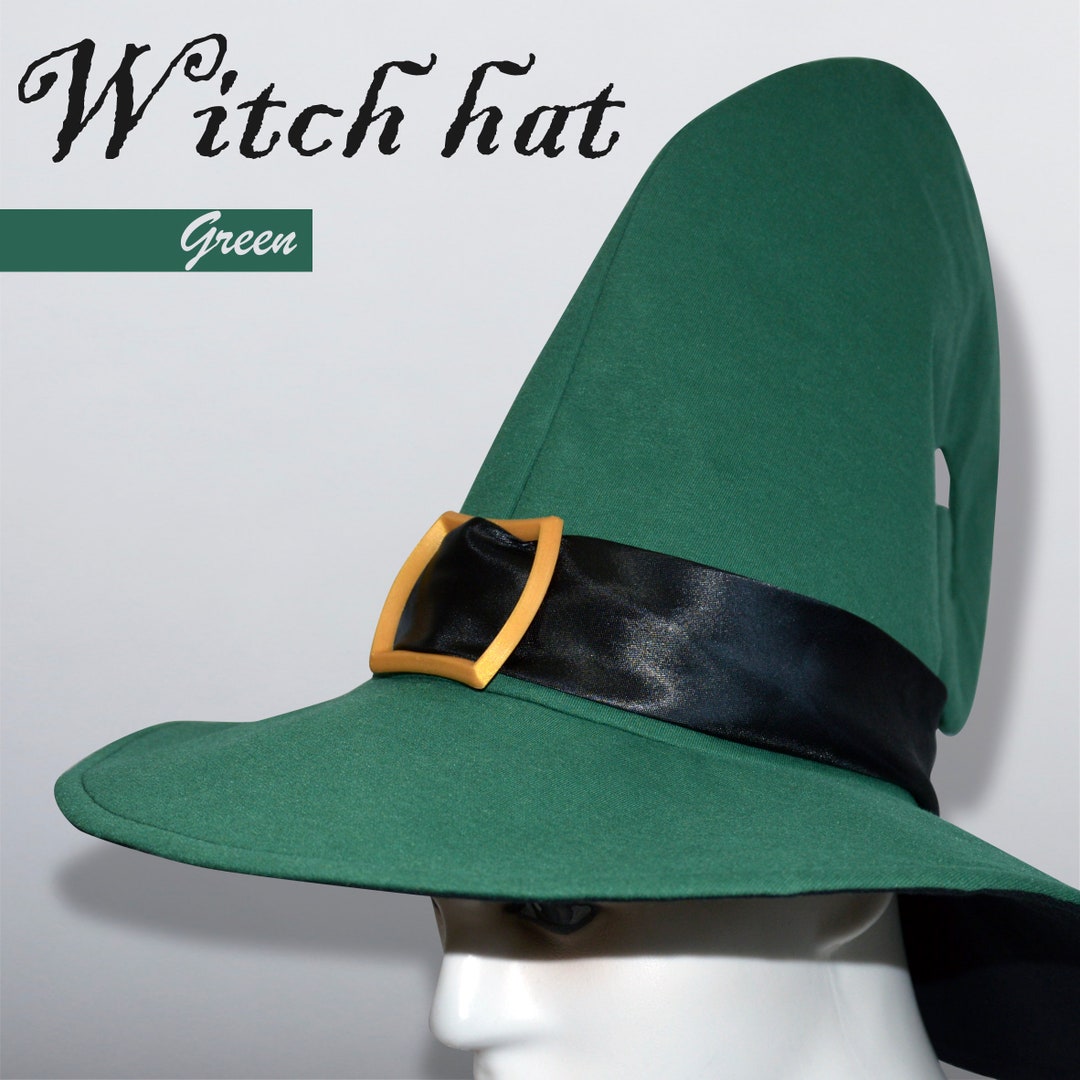 Witch Hat, Green Wizard Hat, Cosplay Wide Brim Hat. - Etsy