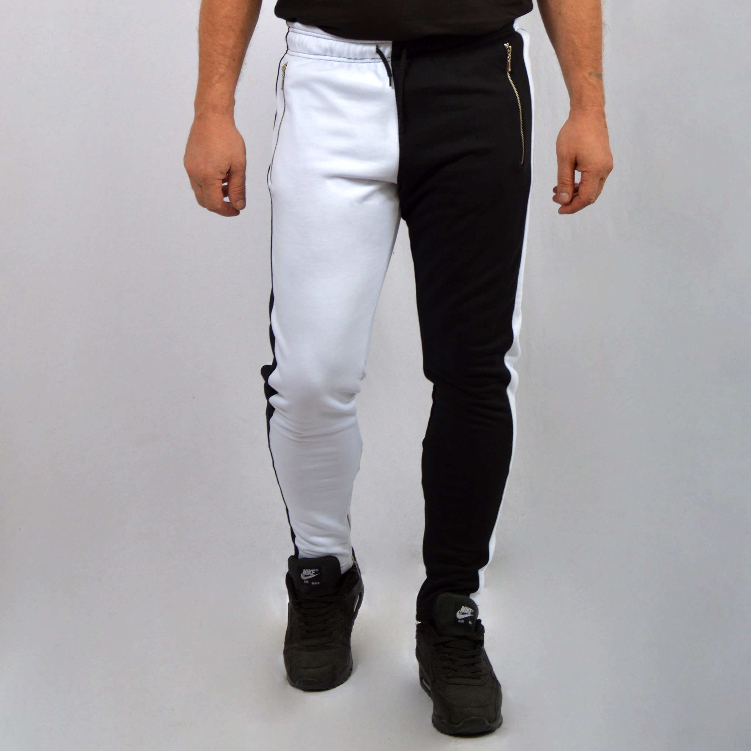 Two Tone Joggers for Men Gray or White and Black Gothic | Etsy