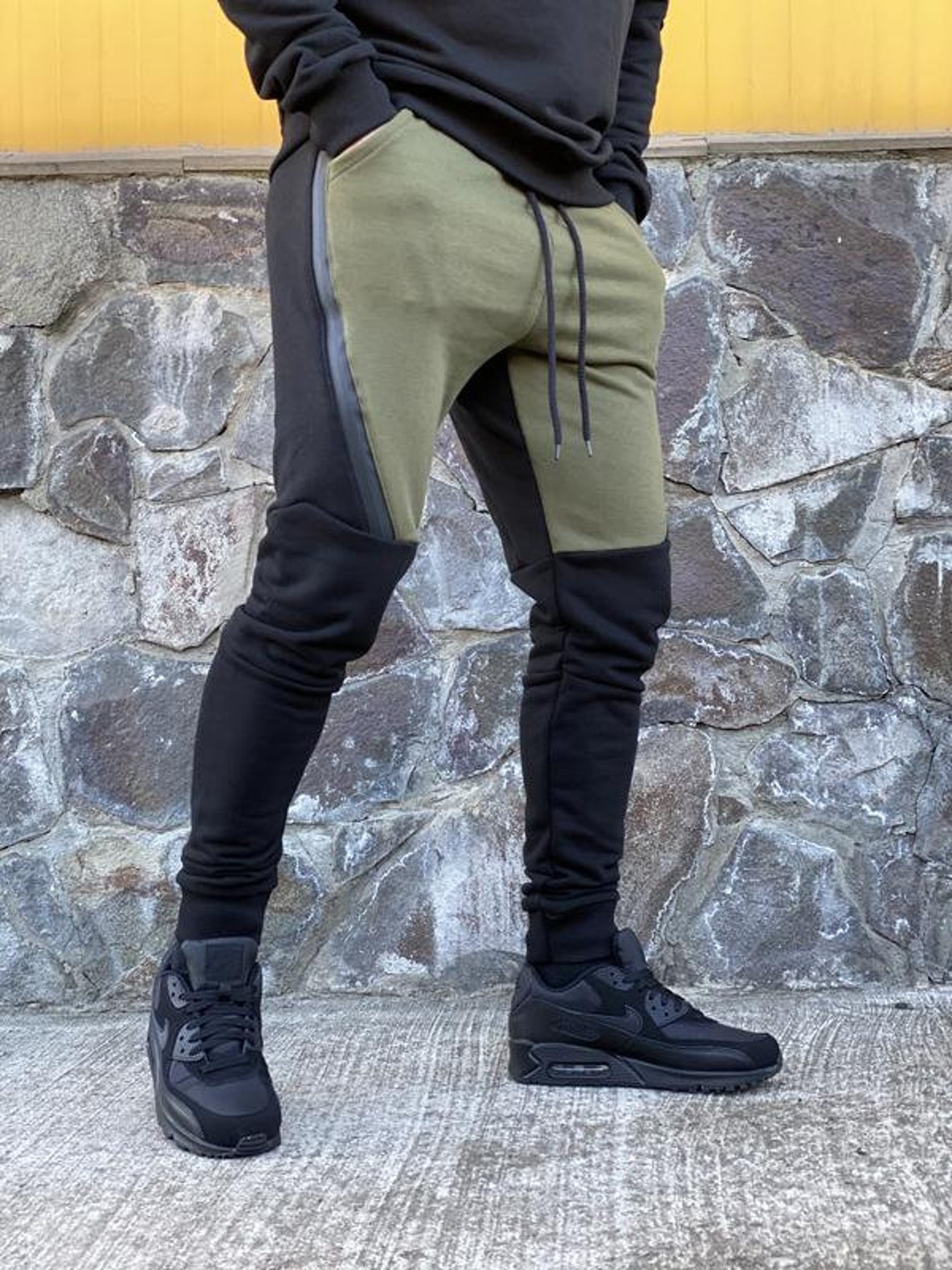 Sweatpants with cut on the knee street wear stitching pants | Etsy