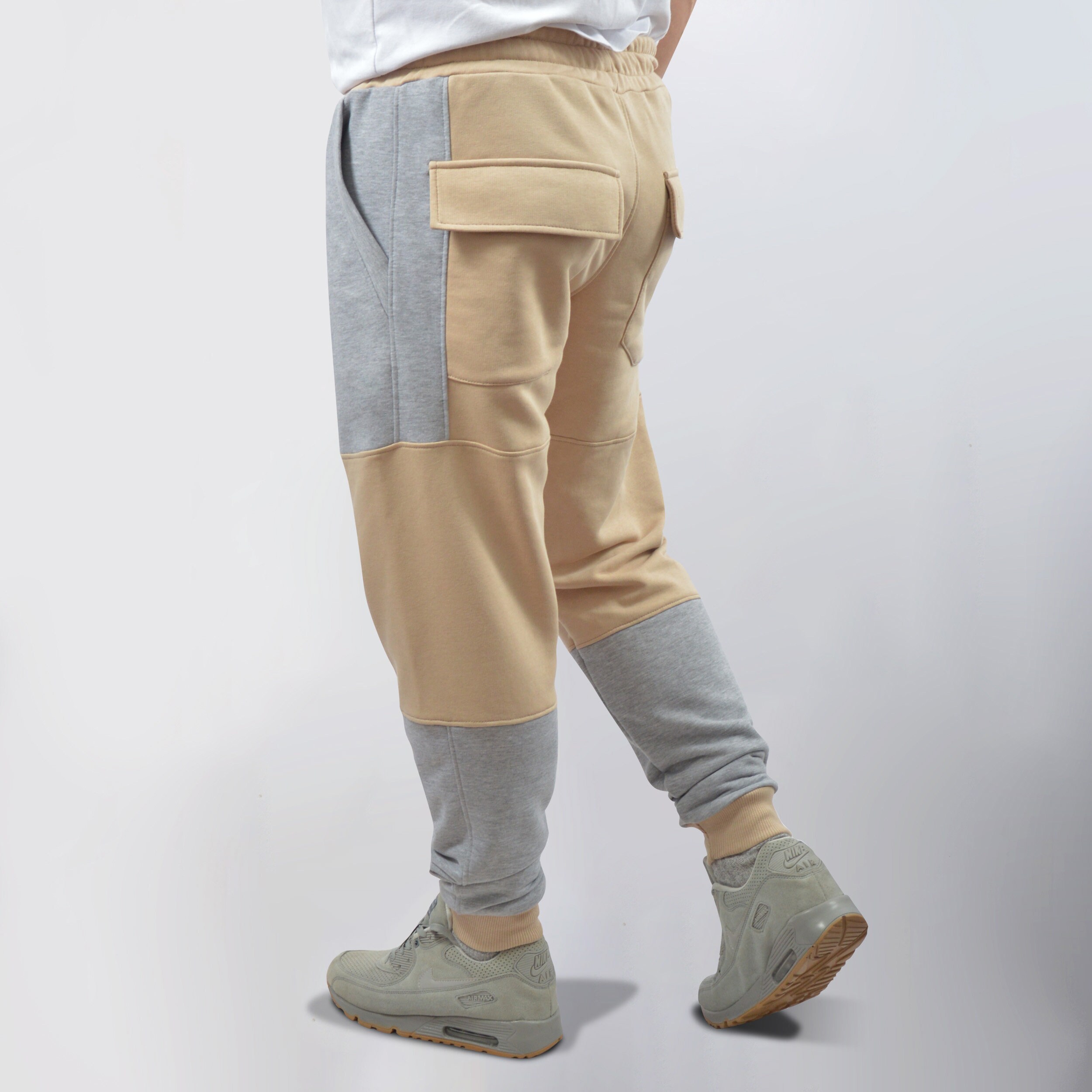Beige and Gray Patchwork Sweatpants for Spring and - Etsy