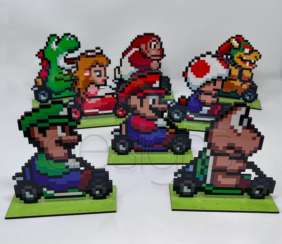 Super Mario Kart Inspired Wooden Sprites | Retro Gaming Art Collection ...
