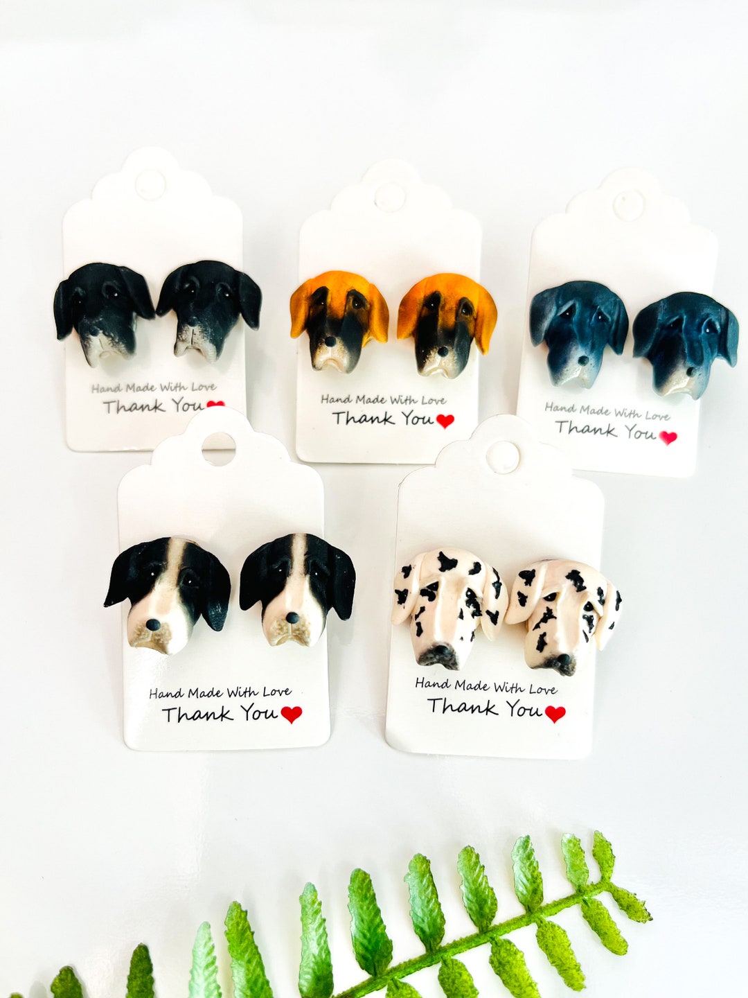 Great Dane Dog Earring, Polymer Clay Great Dane Jewelry, Cute Dog Lover ...