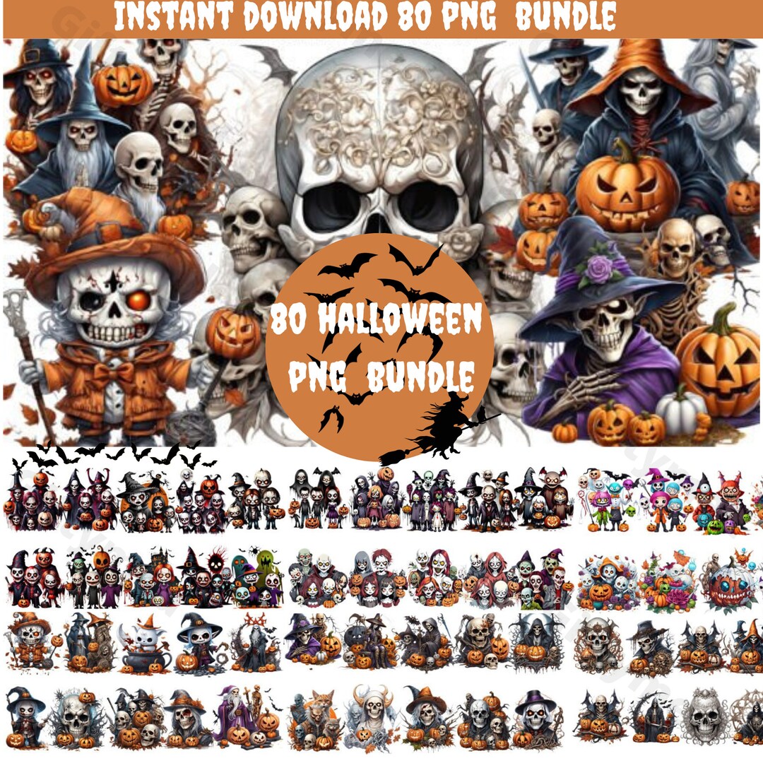 Retro Halloween Bundle, Retro Halloween Clipart Png, Groovy Halloween ...