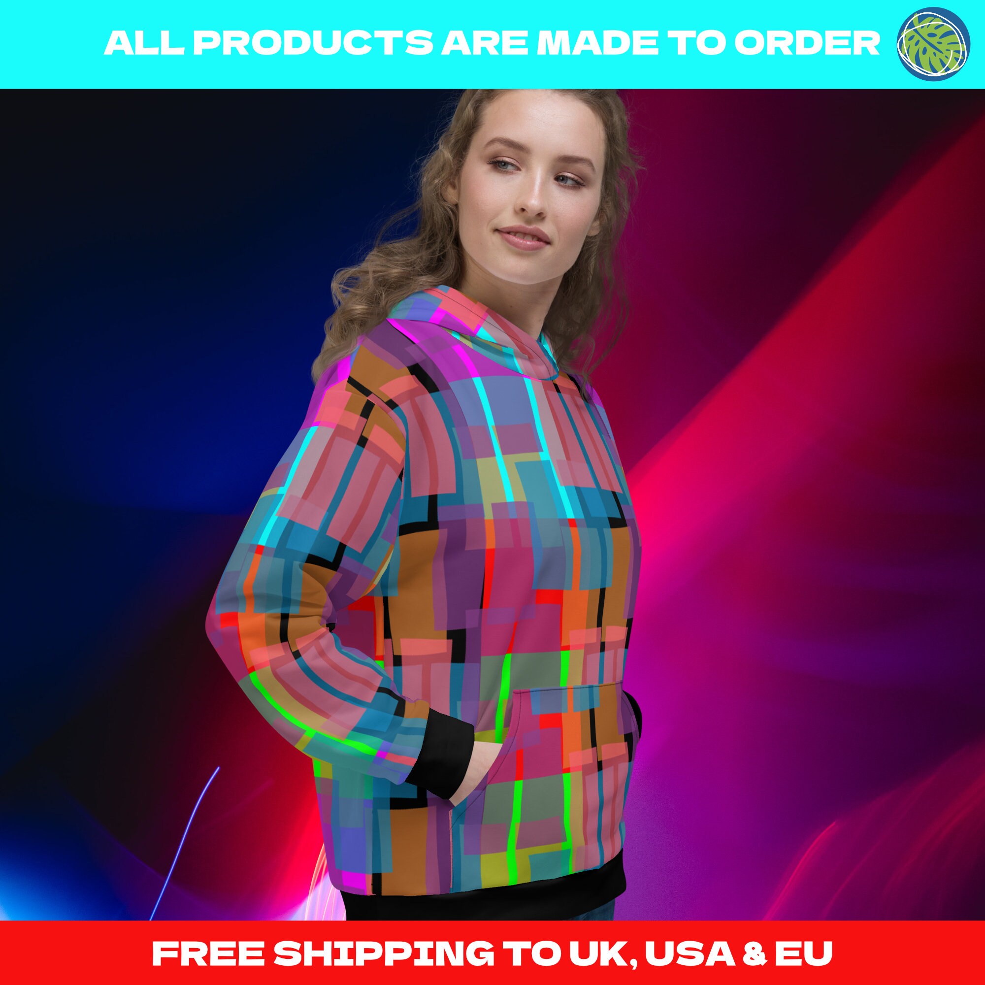 Cyberpunk Hoodie Retrowave Style Geometric Pullover Alt Yoga Top ...