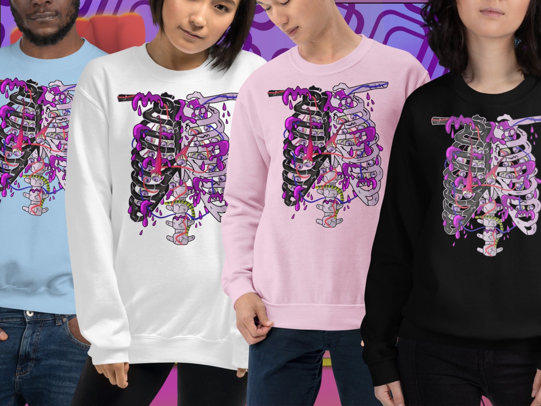 Unisex Sweatshirt Creepy Cute Skeleton, Kawaii Rib Cage, Spooky Menhera ...