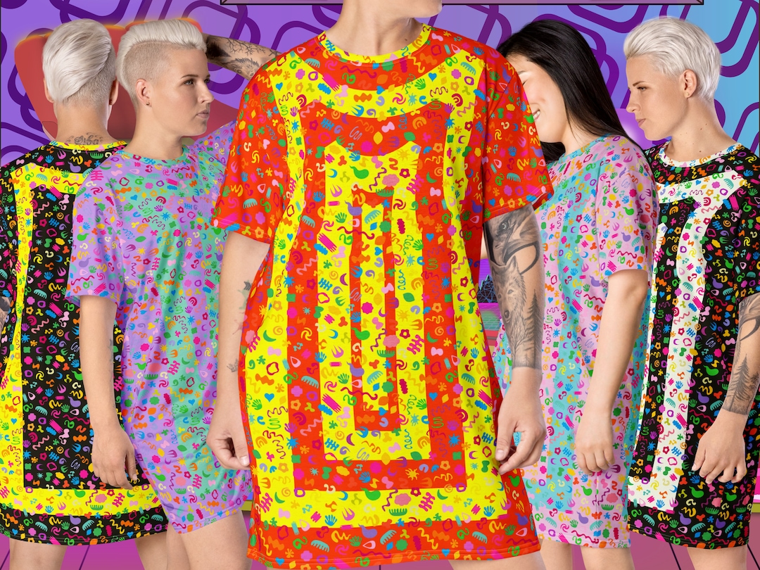 T-shirt Dress Memphis Design, Fun Maximalist Kidcore Shirtdress ...