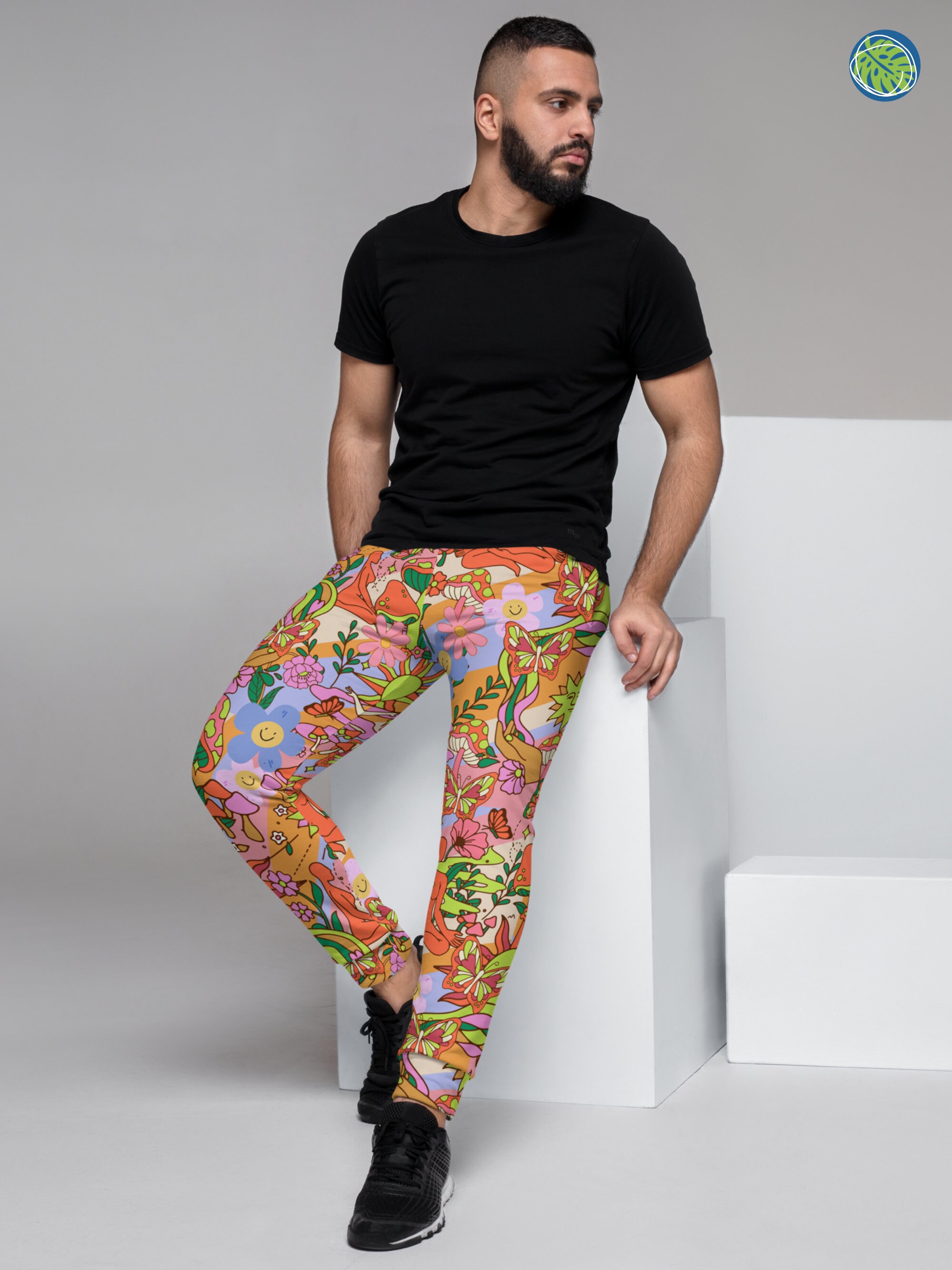 Mens Joggers Groovy 70s Style Kawaii Flower Power Sweatpants - Etsy
