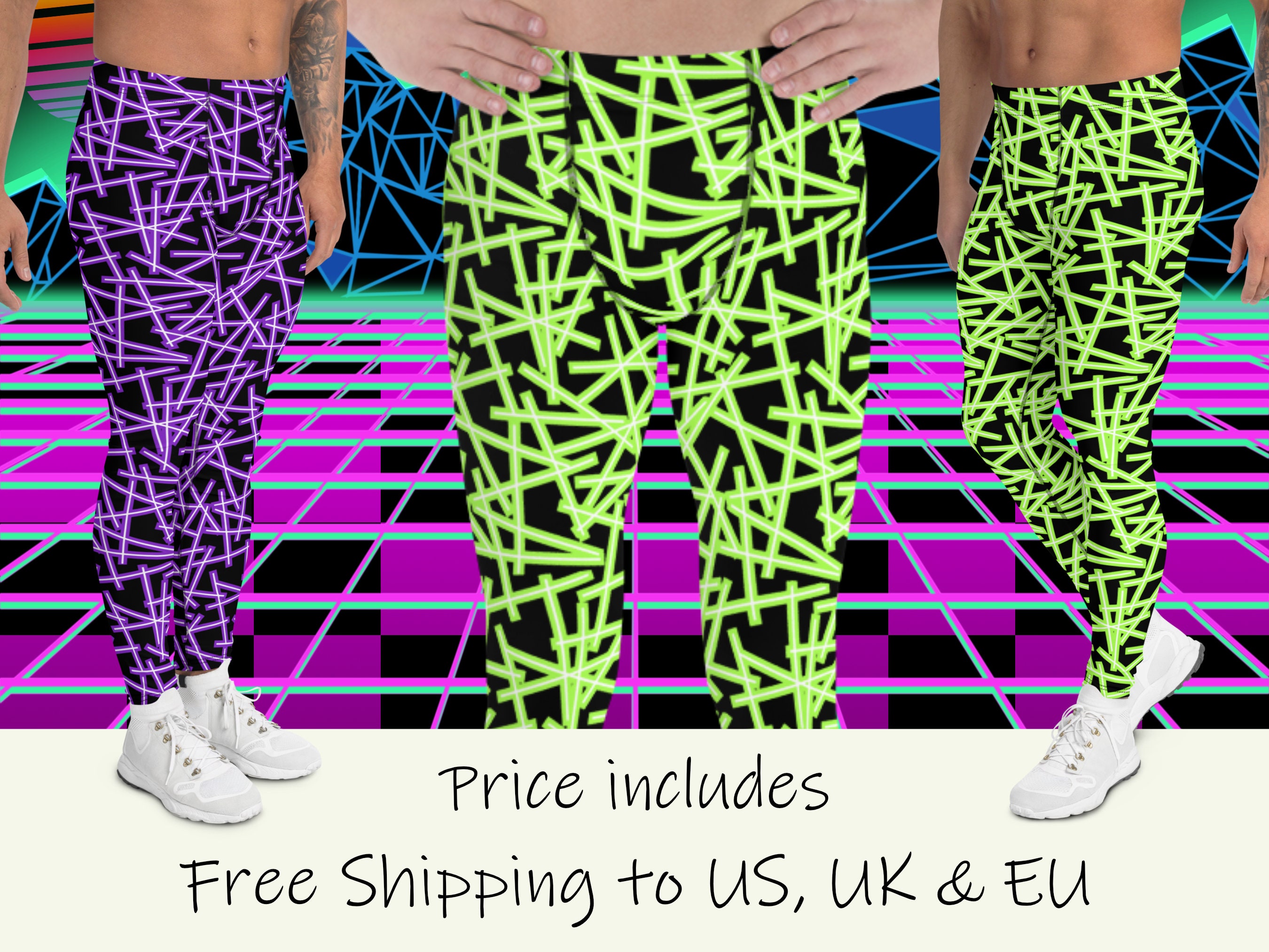 Mens Leggings Neoncore, EDM Clubbing Outfit, Gym Running Tights ...
