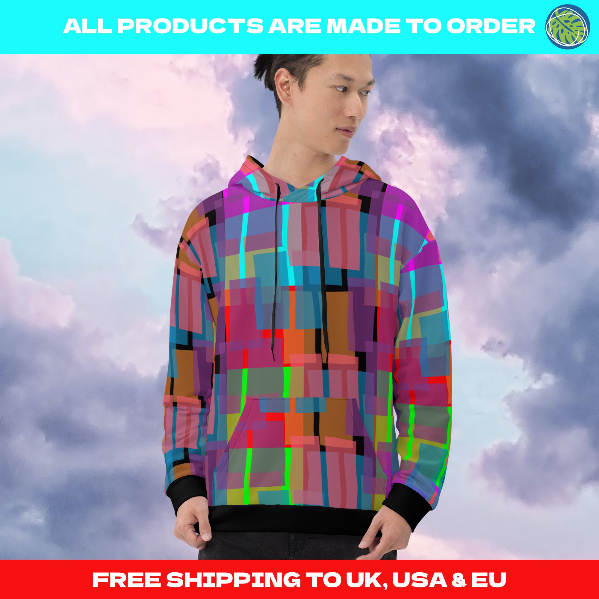 Cyberpunk Hoodie Retrowave Style Geometric Pullover Alt Yoga Top ...