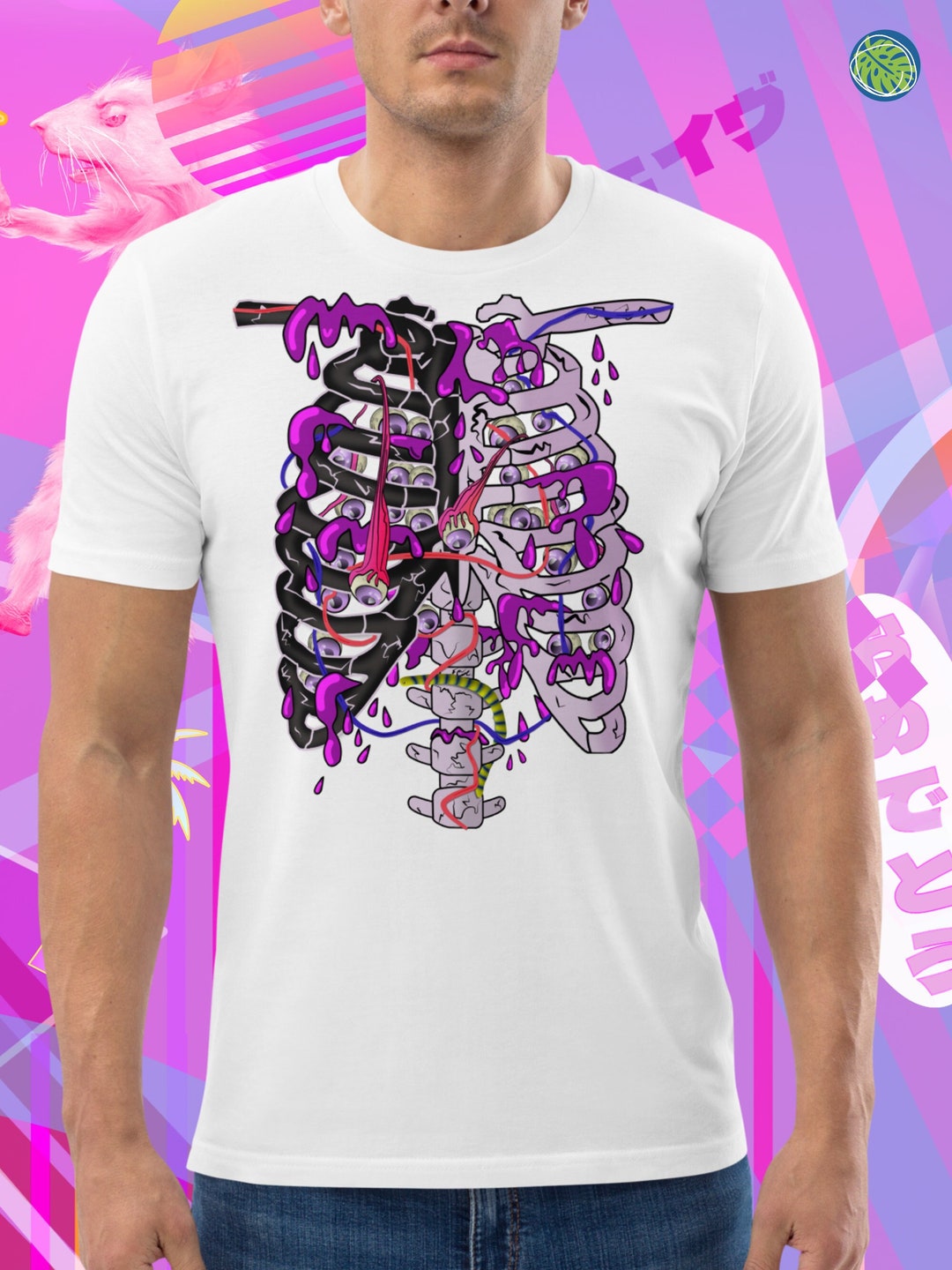 Tshirt Creepy Cute Skeleton, Kawaii Rib Cage T-shirt, Spooky Menhera ...
