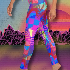 Leggings for Women Neoncore ,festival Pants, Vaporwave Harajuku Rave ...