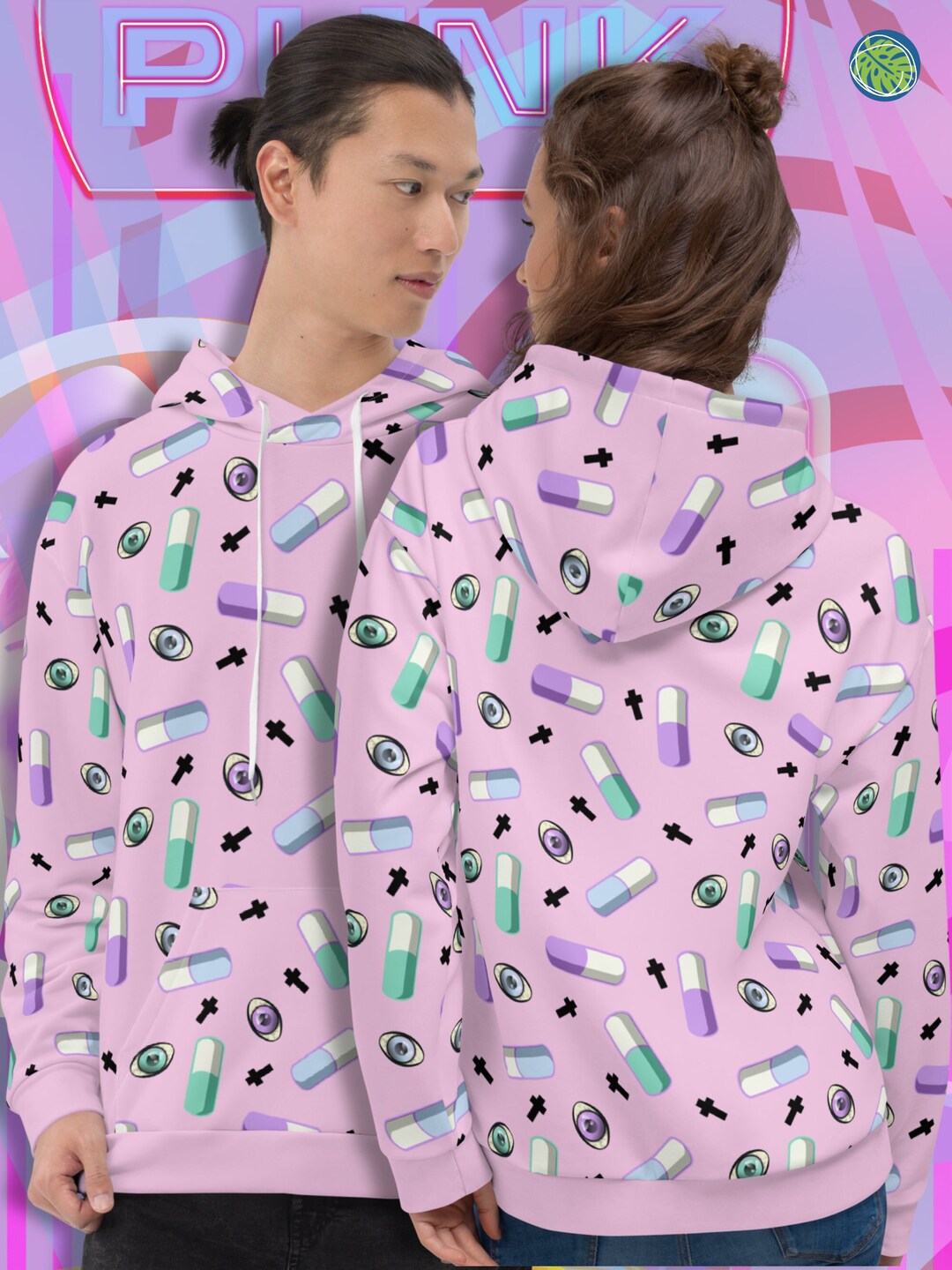 Menhera Kei Pink Unisex Hoodie, Yami Kawaii Japanese Style Soft Pastel ...