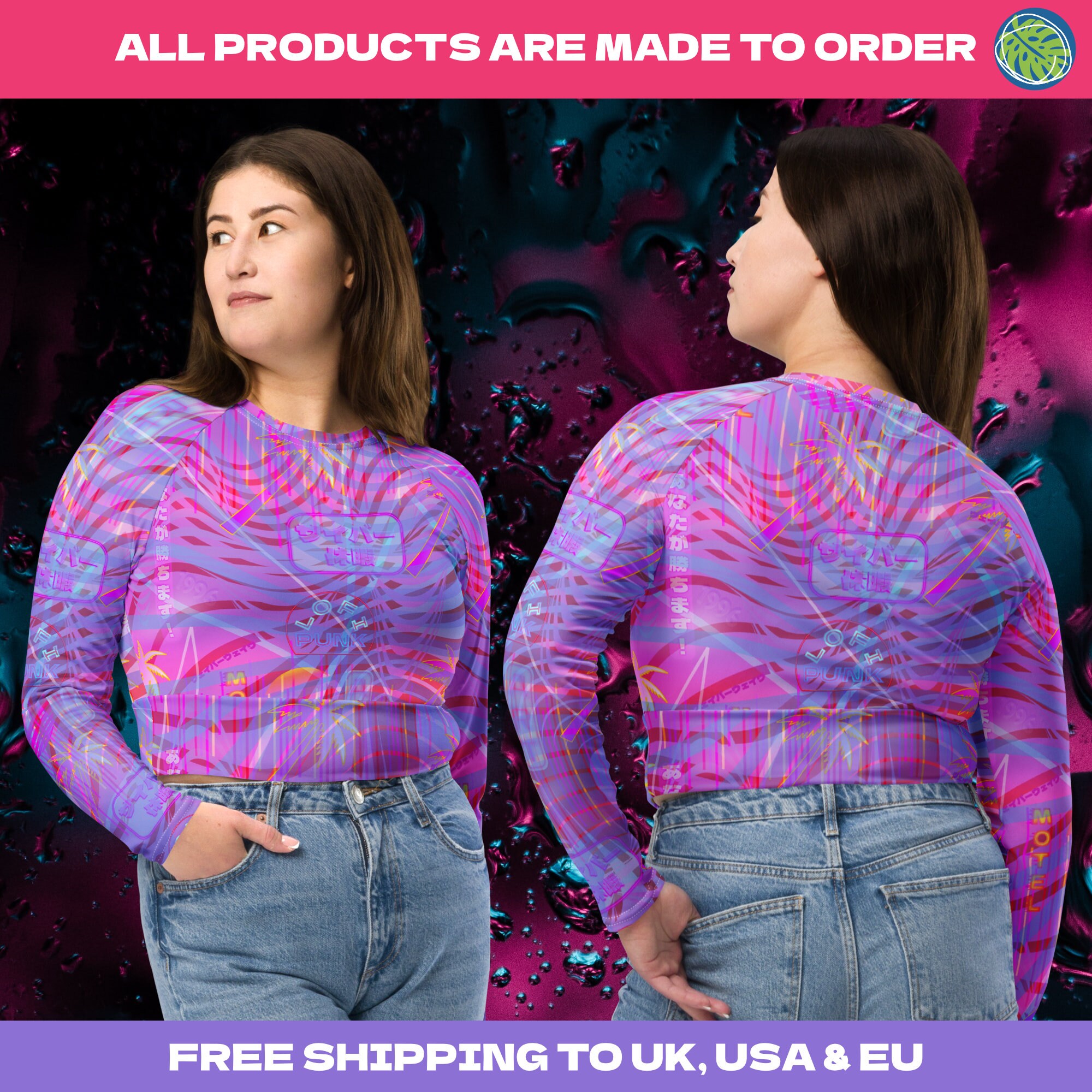 Purple Vaporwave Underboob Crop Top Synthwave Style Clothing Clubbing ...