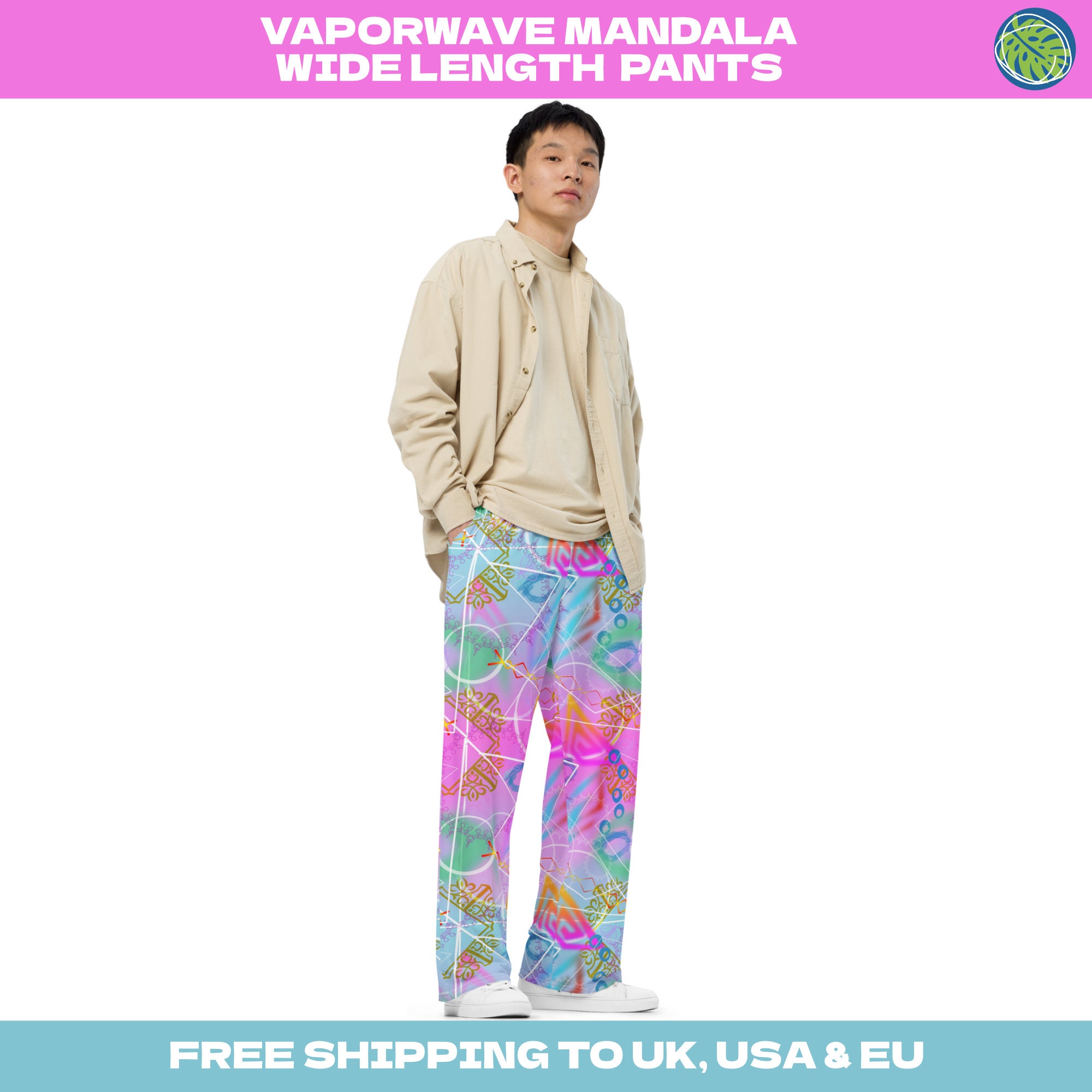 Wide Leg Pants Vaporwave Mandala Unisex Relaxed Fit - Etsy