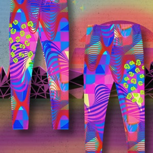 Leggings for Women Neoncore ,festival Pants, Vaporwave Harajuku Rave ...