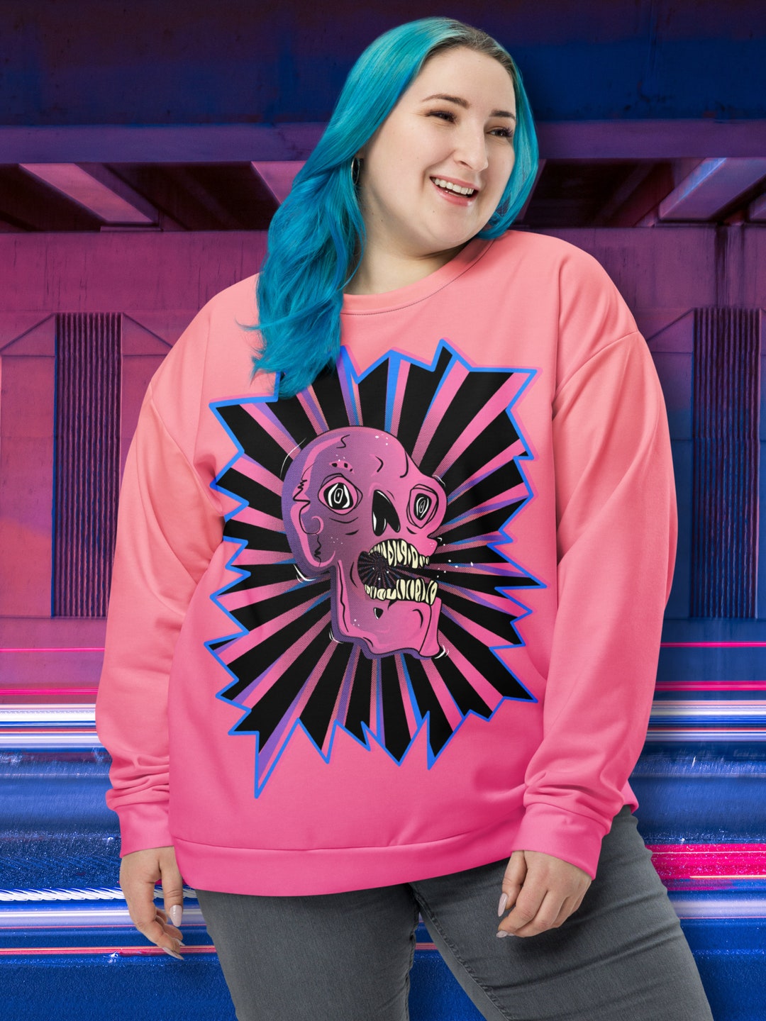 Unisex Sweatshirt Weirdcore Skull, Creepy Cute Pastel Goth Sweater ...