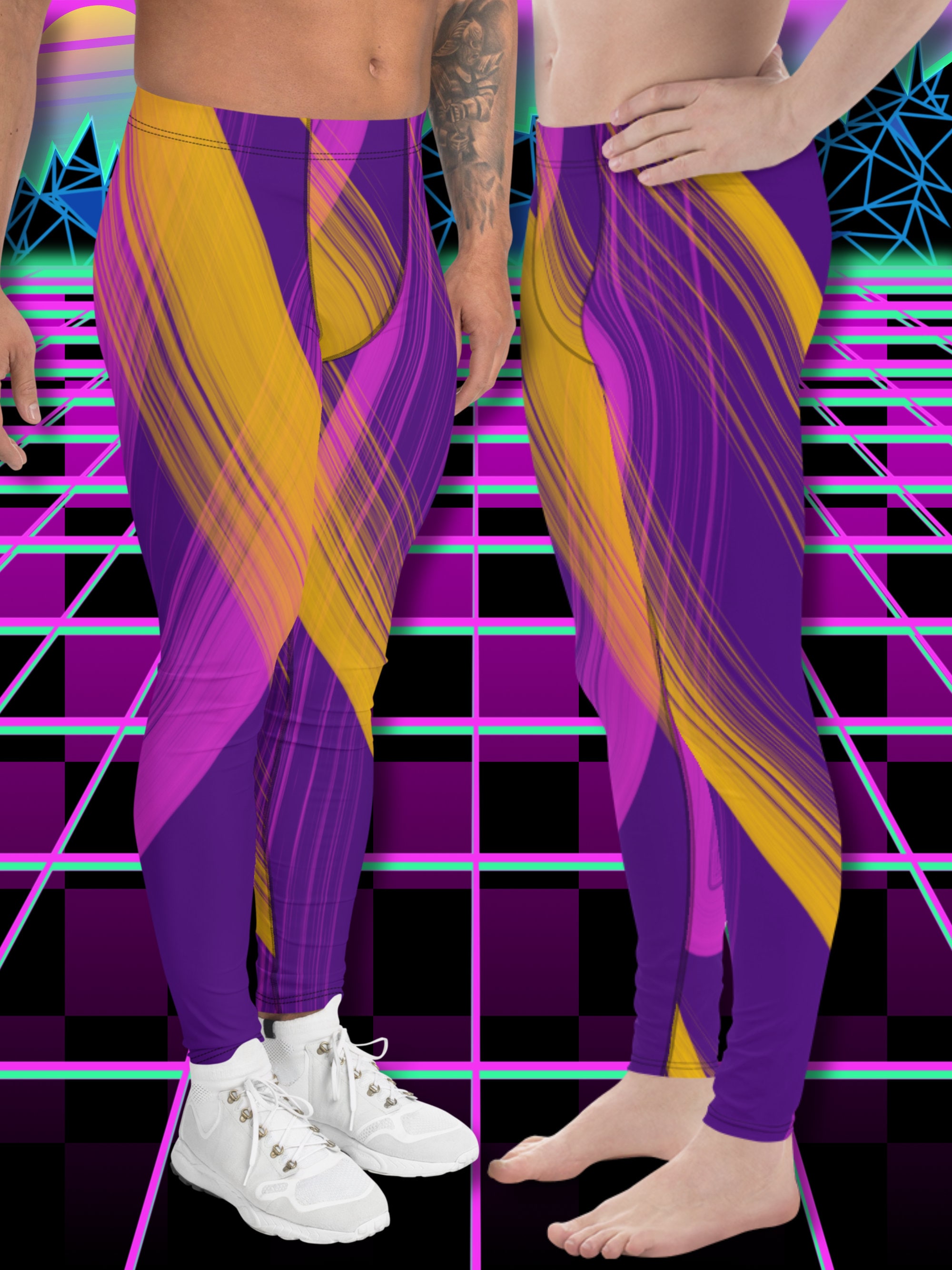 Mens Leggings Synthwave Cosplay All-over Patterned Meggs, Mens Funky ...